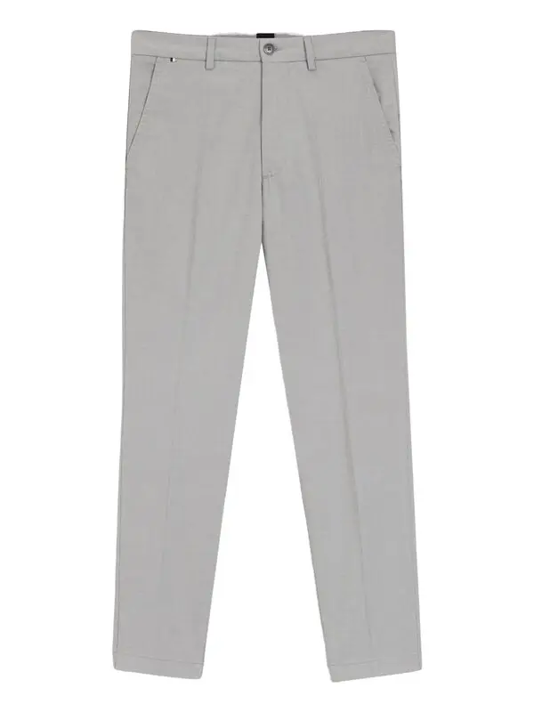 BOSS Slim-fit Stretch-cotton Dobby Trousers - Silver
