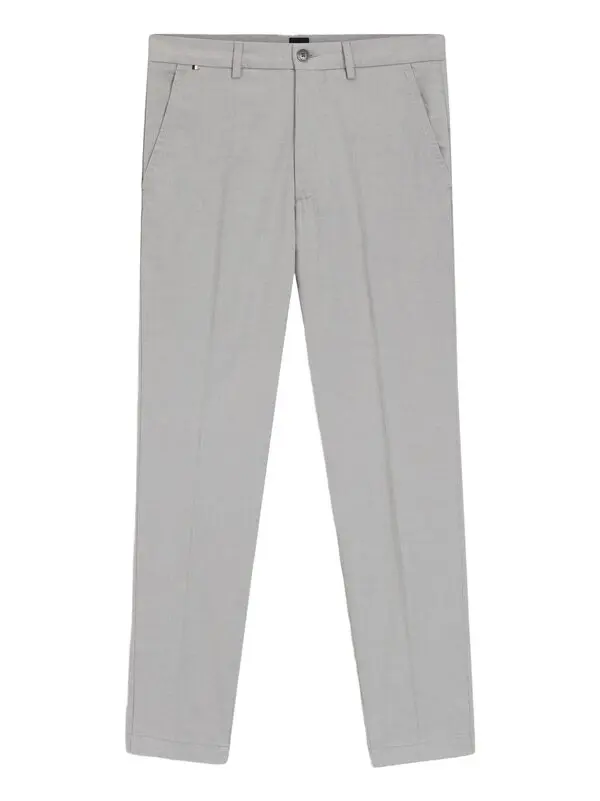 BOSS Slim-fit Stretch-cotton Dobby Trousers - Silver