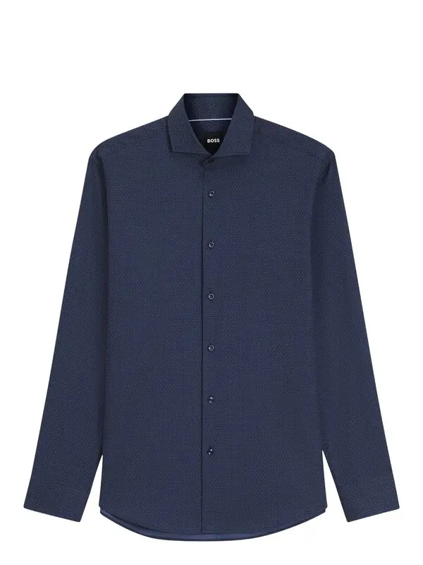 BOSS Regular-fit Shirt In Cotton Dobby - Dark Blue