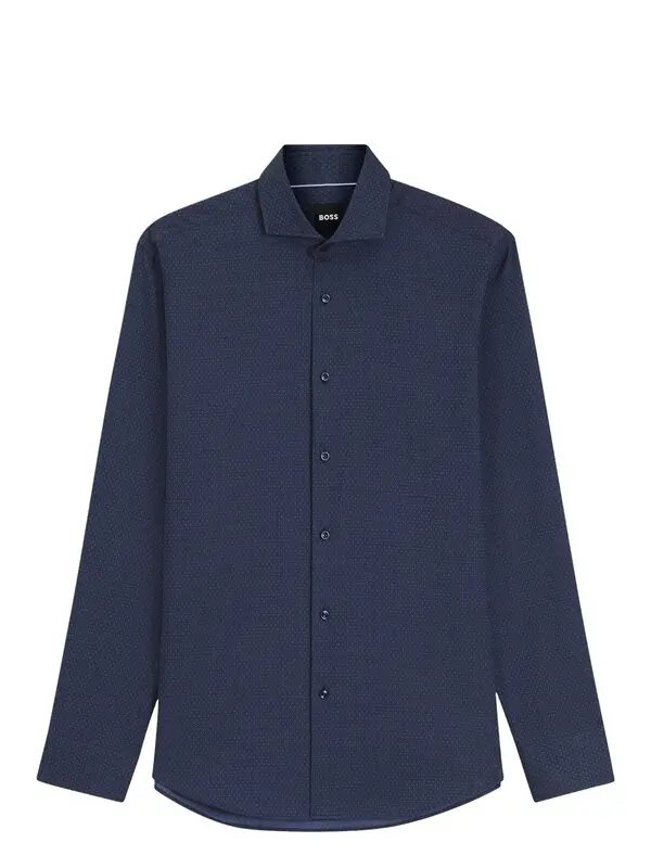 BOSS Regular-fit Shirt In Cotton Dobby - Dark Blue
