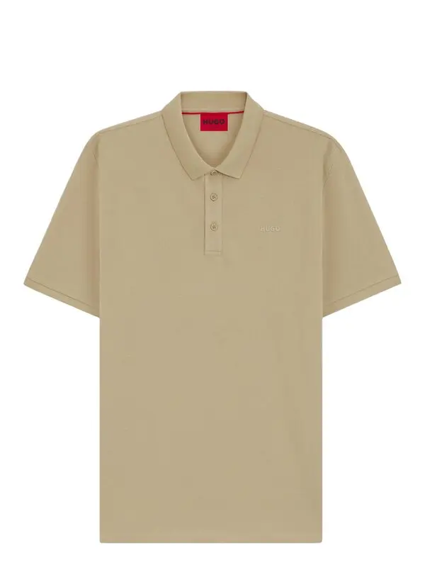 Hugo Cotton-piqué Polo Shirt With Logo Print - Beige
