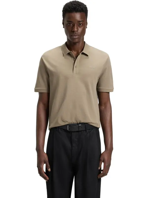 Hugo Regular-fit Cotton Polo With Logo Print - Brown