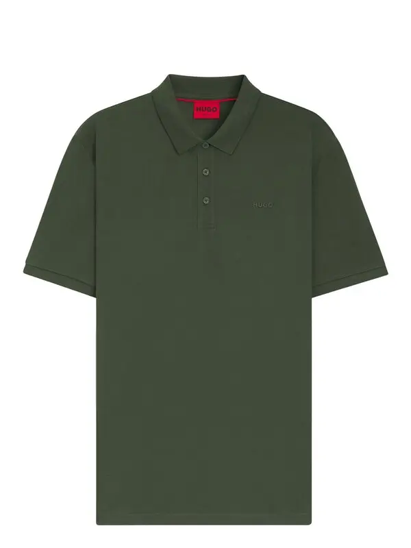 Hugo Cotton-piqué Polo Shirt With Logo Print - Dark Green