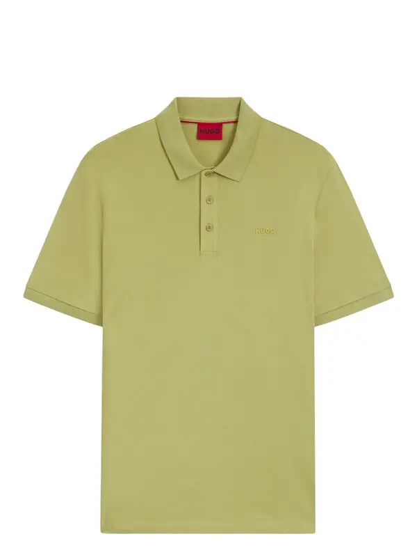 Hugo Cotton-piqué Polo Shirt With Logo Print - Green
