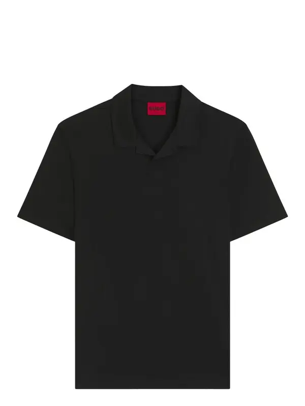 Hugo Johnny-collar Slim-fit Polo Shirt In Stretch Cotton - Black