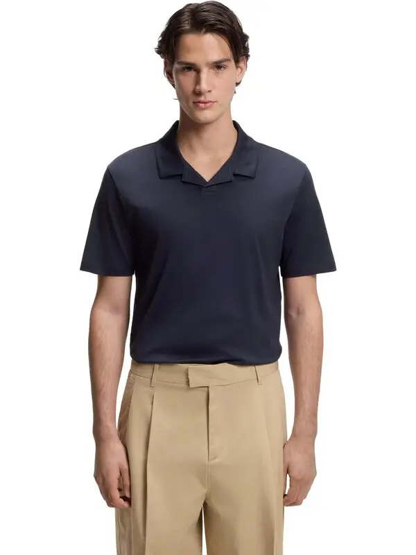 Hugo Johnny-collar Slim-fit Polo Shirt In Stretch Cotton - Dark Blue