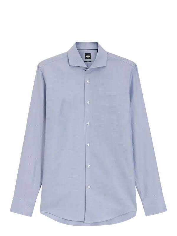 BOSS Wrinkle-resistant Slim-fit Shirt In A Cotton Blend - Blue
