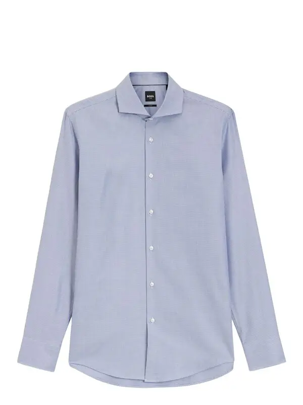 BOSS Wrinkle-resistant Slim-fit Shirt In A Cotton Blend - Blue