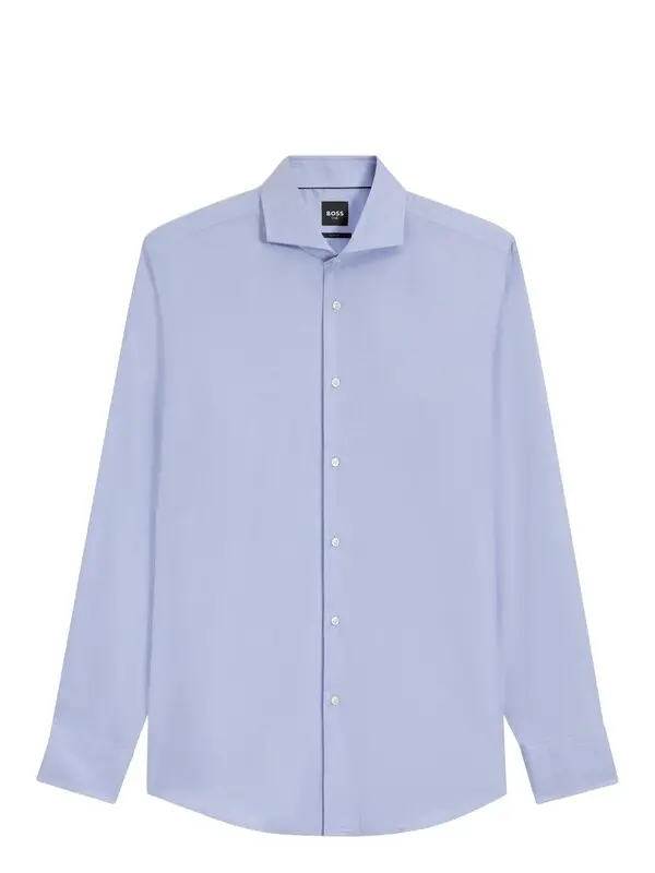 BOSS Wrinkle-resistant Slim-fit Shirt In A Cotton Blend - Light Blue