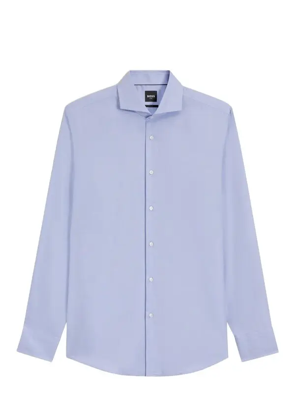 BOSS Wrinkle-resistant Slim-fit Shirt In A Cotton Blend - Light Blue