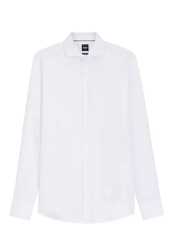 BOSS Wrinkle-resistant Slim-fit Shirt In A Cotton Blend - White
