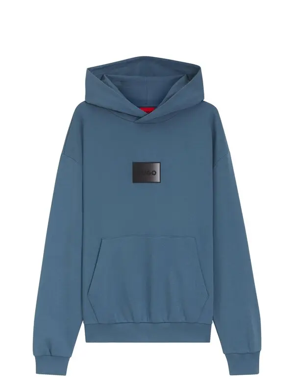 Hugo Cotton Terry Hoodie With Gradient Logo - Light Blue