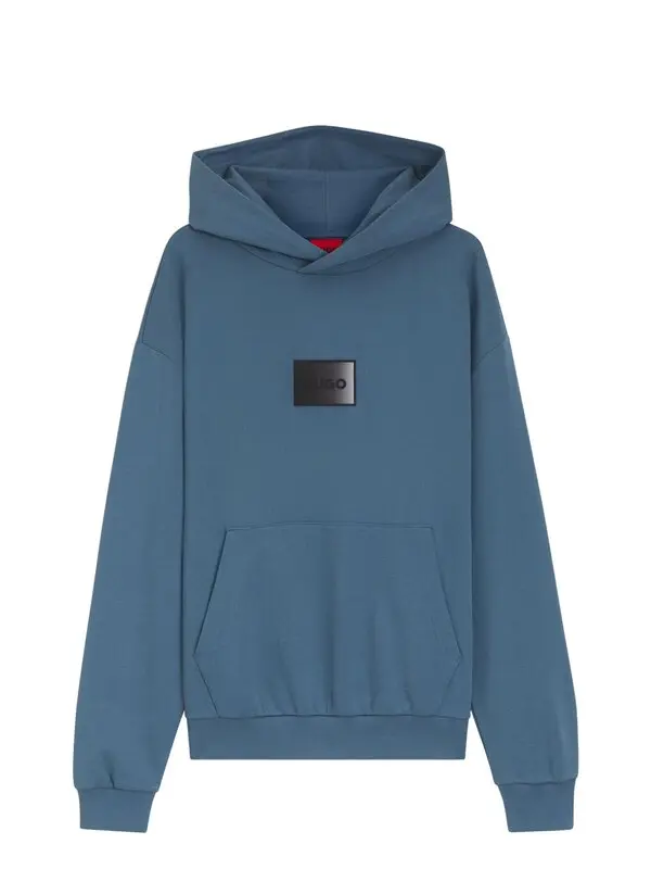 Hugo Cotton Terry Hoodie With Gradient Logo - Light Blue