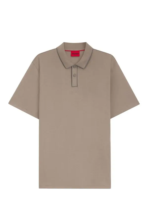 Hugo Luxury Cotton Polo Shirt With Contrast Trim - Light Brown