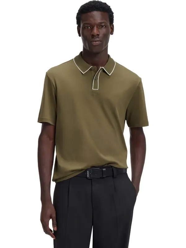 Hugo Cotton-jersey Polo Shirt With Contrast Edges - Light Green