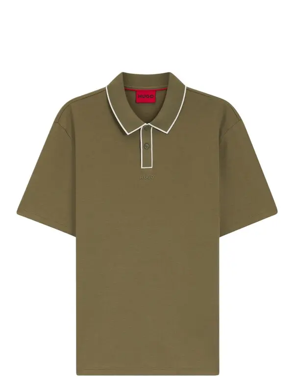 Hugo Luxury Cotton Polo Shirt With Contrast Trim - Light Green