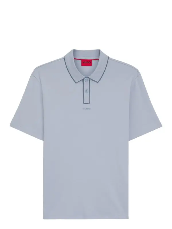 Hugo Luxury Cotton Polo Shirt With Contrast Trim - Purple