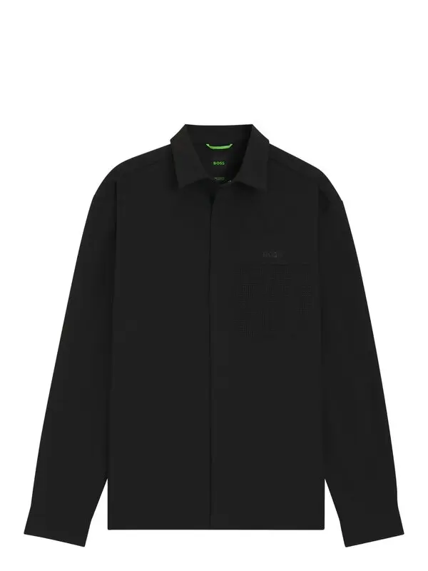 BOSS Relaxed-fit Overshirt In Water-repellent Twill - Black