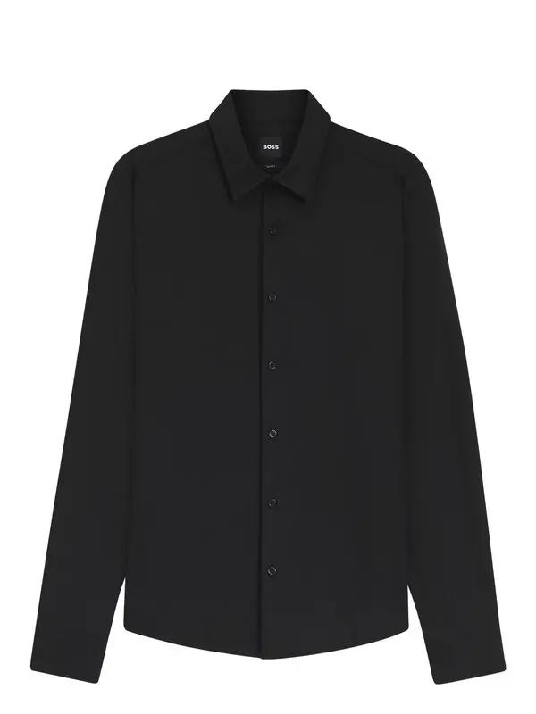 BOSS Performance-stretch Slim-fit Shirt In Structured Jersey - Black