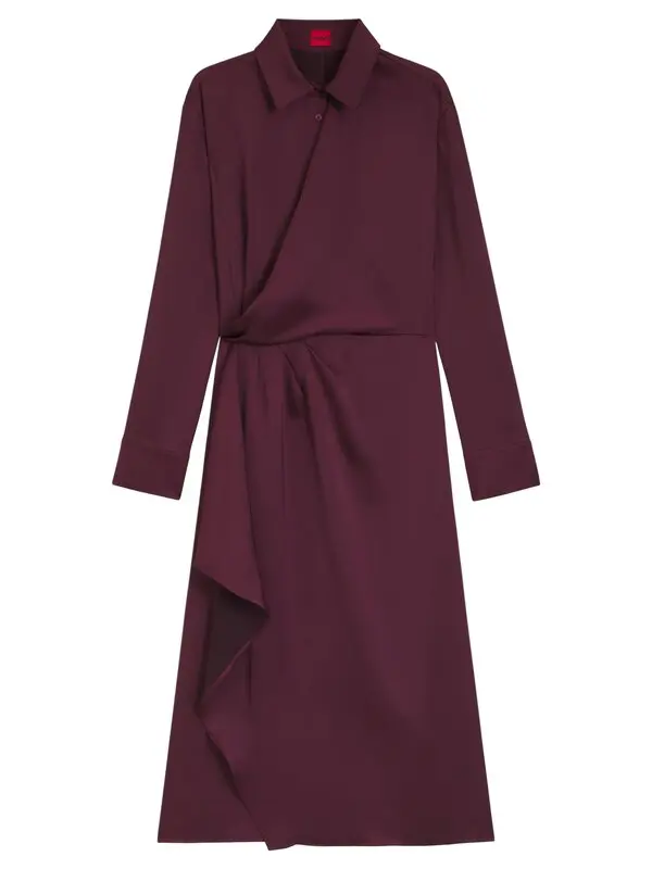 Hugo Drape-detail Midi Shirt Dress - Dark Purple