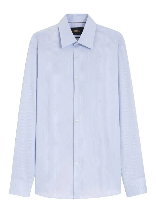 BOSS Striped Slim-fit Shirt In Italian Cotton Twill - Light Blue