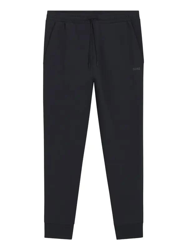 BOSS Stretch-cotton Tracksuit Bottoms With Logo Print - Dark Blue