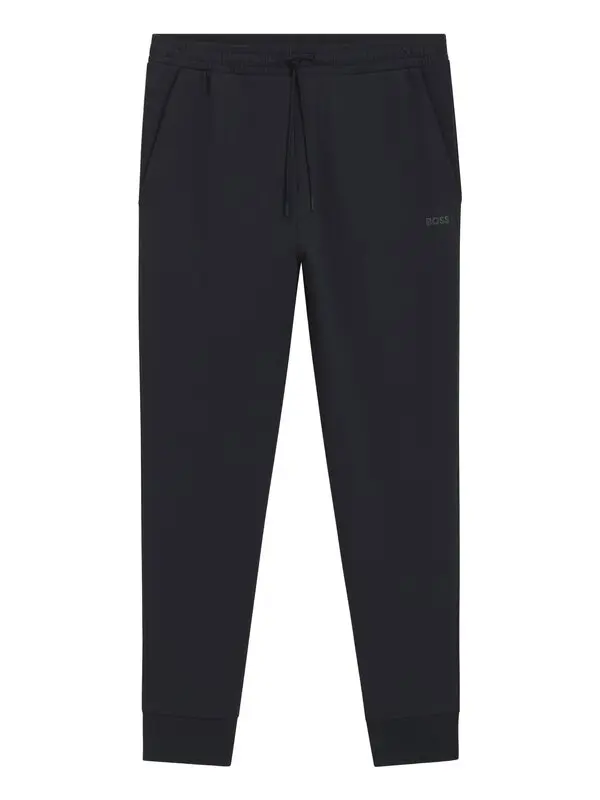 BOSS Stretch-cotton Track Pants With Logo Print - Dark Blue