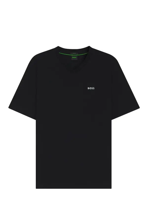 BOSS Stretch-cotton Regular-fit T-shirt With Contrast Logo - Black
