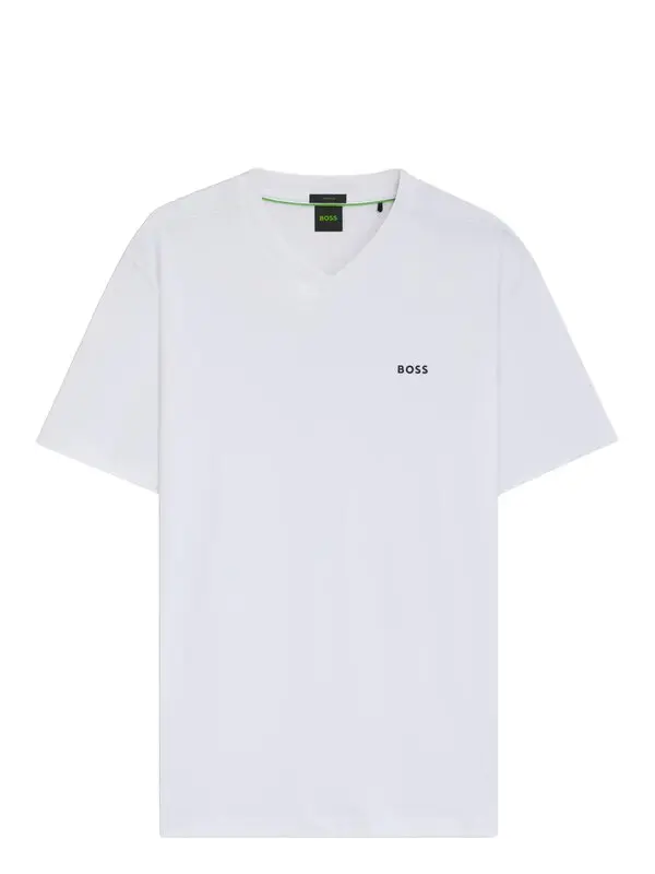 BOSS Stretch-cotton Regular-fit T-shirt With Contrast Logo - White