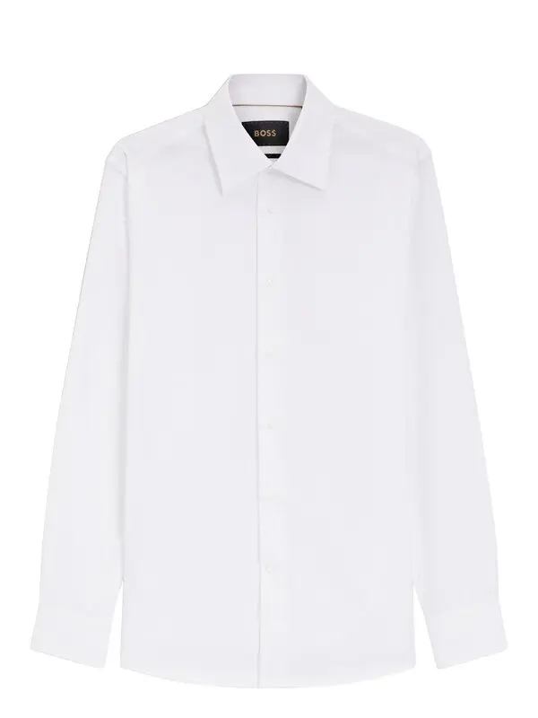 BOSS Wrinkle-resistant Slim-fit Shirt In Italian-made Cotton - White