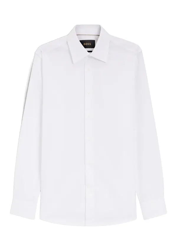 BOSS Wrinkle-resistant Slim-fit Shirt In Italian-made Cotton - White