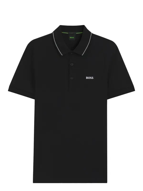 BOSS Tonal-logo Slim-fit Polo Shirt In Cotton Piqu - Black