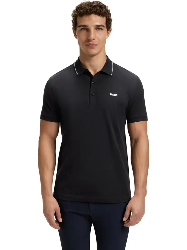 BOSS Tonal-logo Slim-fit Polo Shirt In Cotton Piqu - Dark Blue