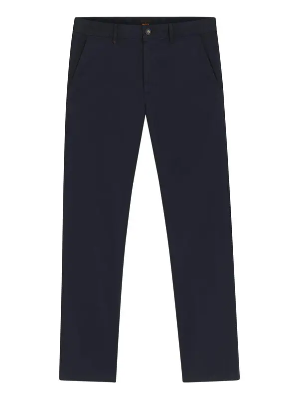 BOSS Slim-fit Chinos In Stretch-cotton Satin - Dark Blue