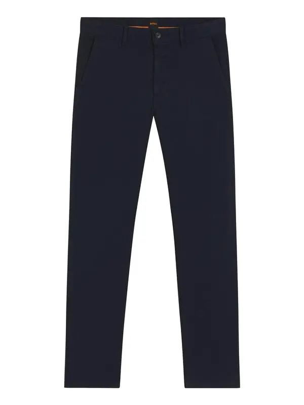 BOSS Slim-fit Chinos In Stretch-cotton Satin - Dark Blue