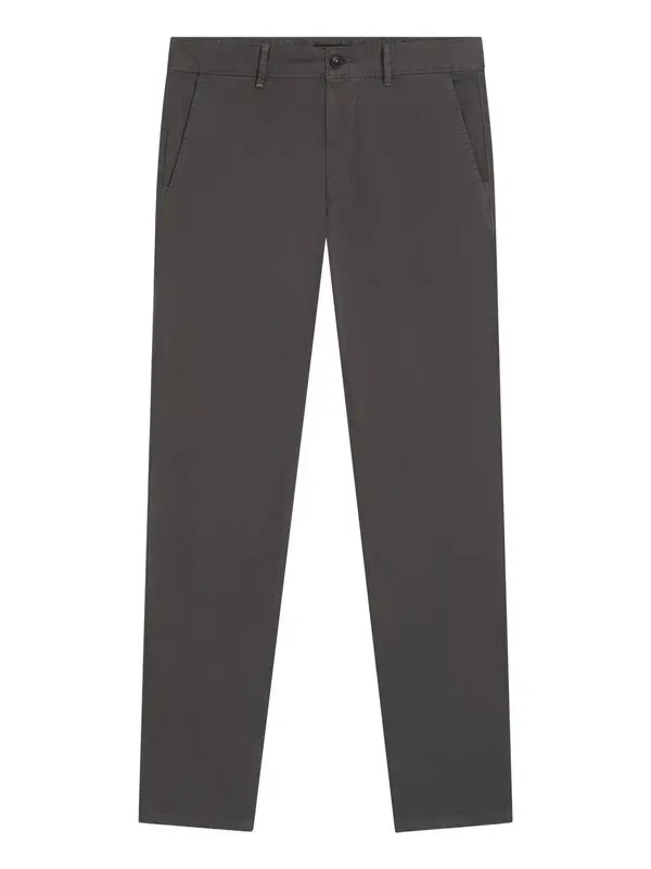 BOSS Slim-fit Chinos In Stretch-cotton Satin - Dark Grey