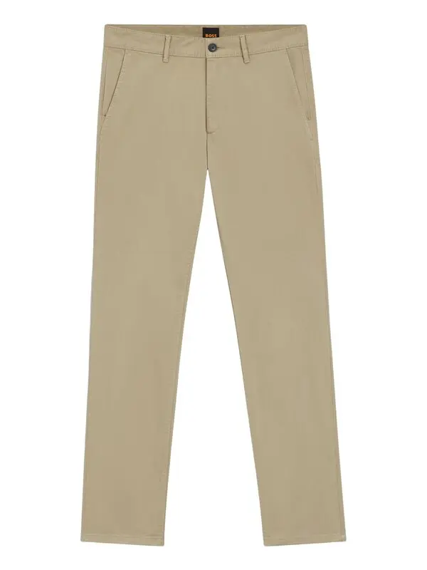 BOSS Slim-fit Chinos In Stretch-cotton Satin - Light Brown