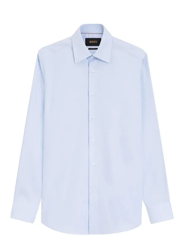 BOSS Striped Regular-fit Shirt In Italian-made Cotton - Light Blue