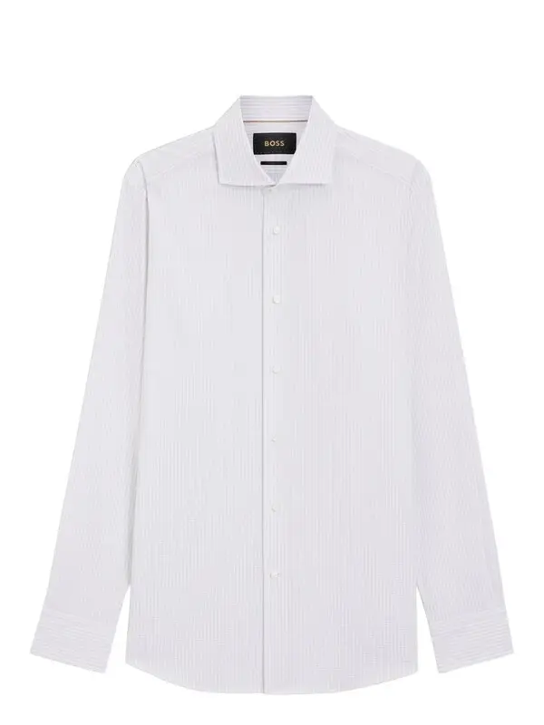 BOSS Striped Regular-fit Shirt In Italian-made Cotton - Silver