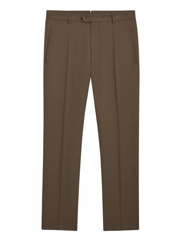 BOSS Regular-fit Trousers In Virgin And Textured Wool - Light Green
