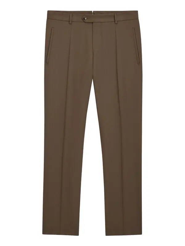 BOSS Regular-fit Trousers In Virgin And Textured Wool - Light Green