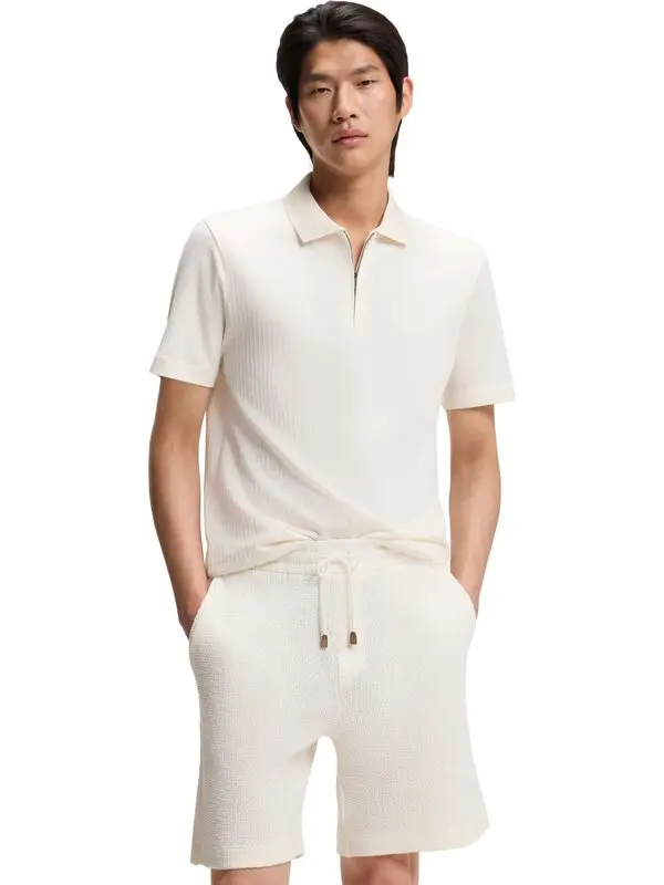 BOSS Cotton-silk Polo Shirt With Zip Neck - White