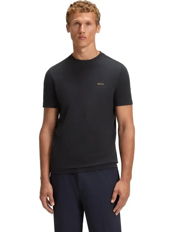 BOSS Stretch-cotton T-shirt With Logo Detail - Dark Blue