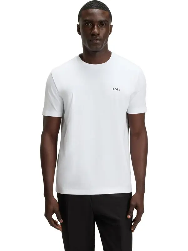 BOSS Stretch-cotton T-shirt With Logo Detail - White