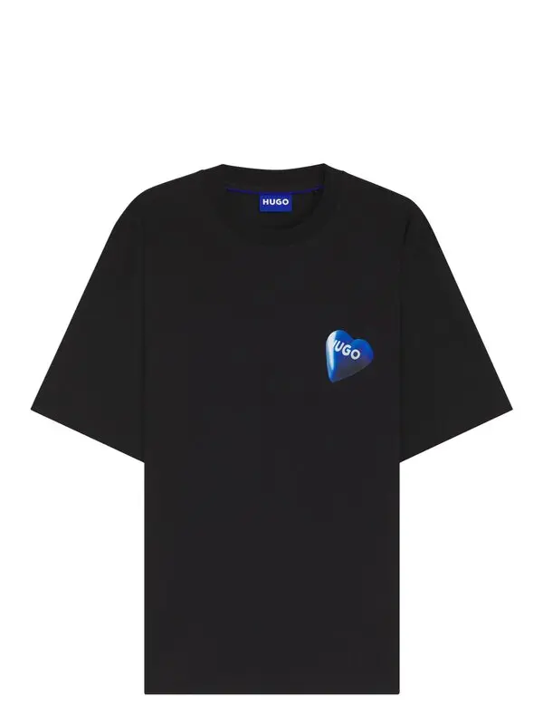 Hugo All-gender Cotton-jersey T-shirt With Heart Logo - Black