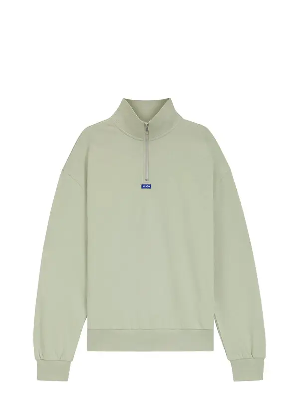 Hugo Cotton Terry Sweatshirt With Logo Patch - Light Green