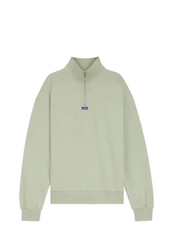 Hugo Cotton Terry Sweatshirt With Logo Patch - Light Green