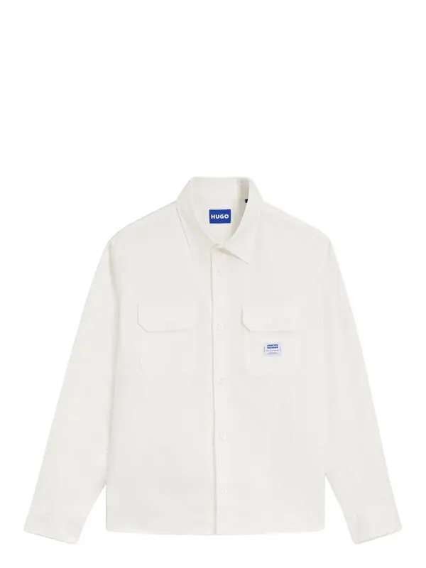 Hugo Logo-label Shirt In Cotton Twill - White