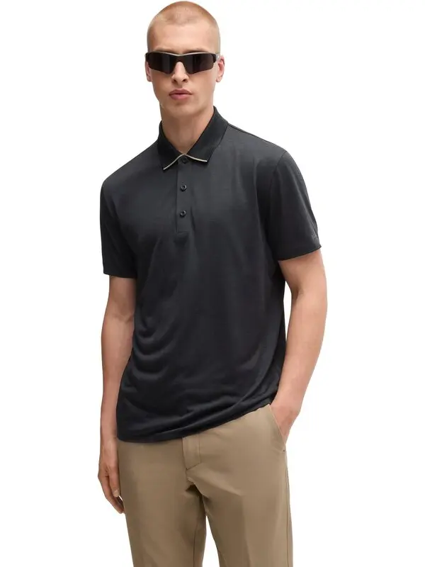 BOSS Quick-dry Stretch-jersey Polo Shirt With Logo Detail - Black