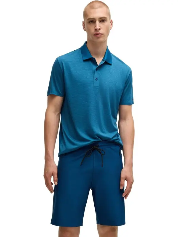 BOSS Quick-dry Stretch-jersey Polo Shirt With Logo Detail - Light Blue